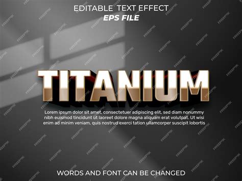 Premium Vector | Titanium text effect 3d editable text vector template