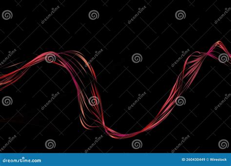 Floating Red Wavy Lines Isolated On A Black Background Stock