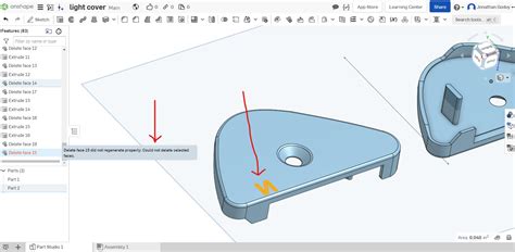Help Cannot Delete Face Of Extruded Text Onshape