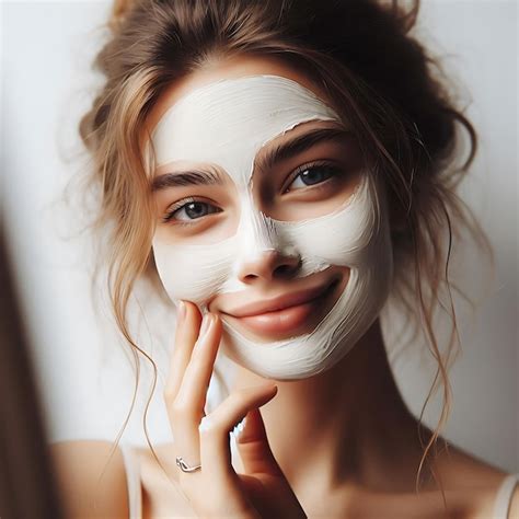 Young Woman Applying Facial Mask On Face Premium Ai Generated Image