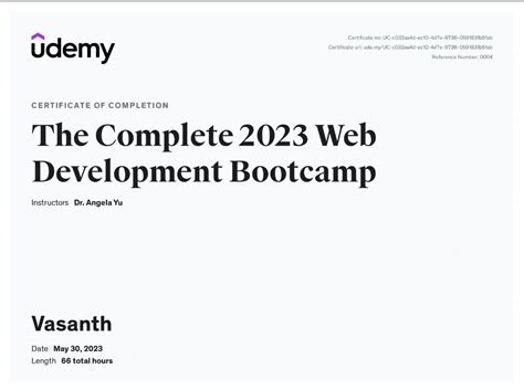 Completed Web Development Bootcamp In Udemy Vasanth N S