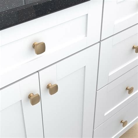 Origin 21 Skye 1 15 In Brushed Gold Square Cabinet Knob 6 Pack Cab 000 625 Bg 6p At