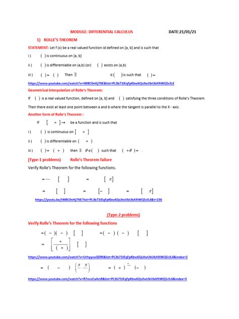 Rolles Theorem Pdf Trigonometric Functions Mathematical Concepts