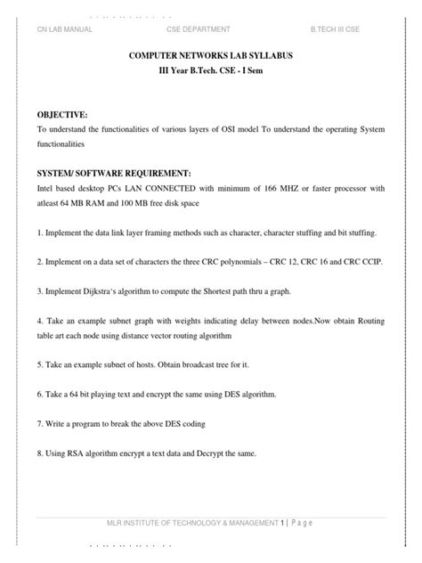 Computer Networks Lab Guide Pdf Routing Computer Network