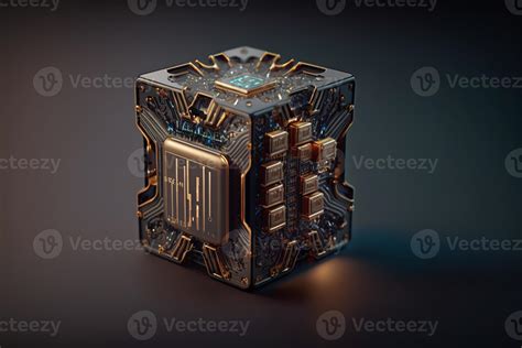 Illustration Of A Microchip With Intricate Circuitry And Futuristic Designs On Its Surface