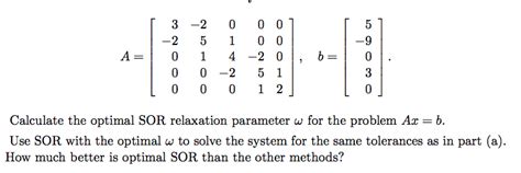 Solved Calculate The Optimal Sor Relaxation Parameter ω For