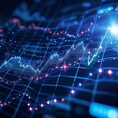 Abstract Financial Data Visualization With Glowing Graphs And Charts