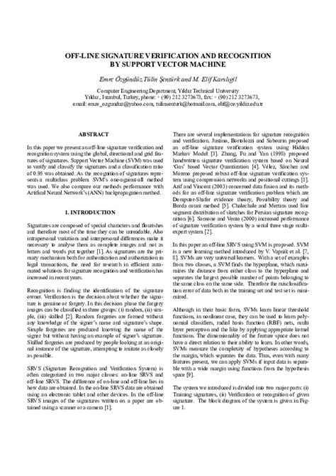 Pdf Off Line Signature Verification And Recognition Neural Network Approach