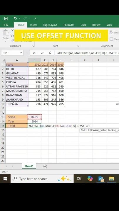 Offset Function In Excel😲🔥 Shortvideos Exceltips Offset