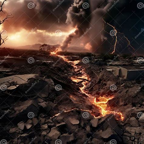 Earthquake A Sudden And Violent Shaking Of The Ground Causedby Stock
