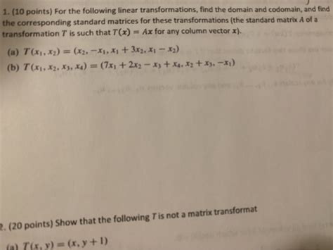 Solved What Are The Following Linear Transformations Find