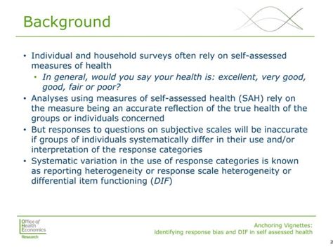 Anchoring Vignettes Identifying Response Bias And Dif In Self Assessed