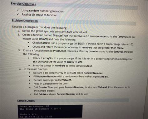 Solved Exercise Objectives Using Random Number Generation Chegg