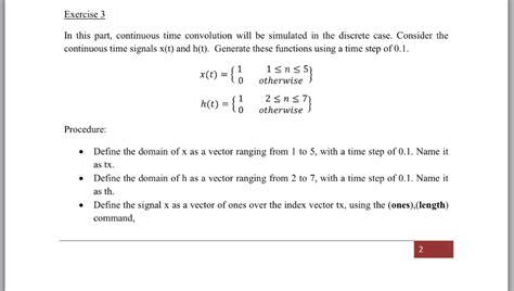 Solved Exercise 3 In this part, continuous time convolution | Chegg.com