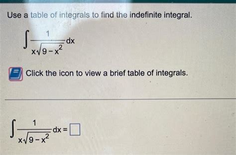 Solved Use a table of integrals to find the indefinite | Chegg.com