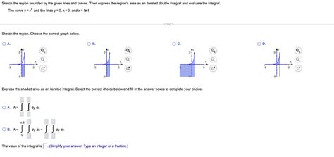 solved the curve y ex and the lines y 0 x 0 and x ln6