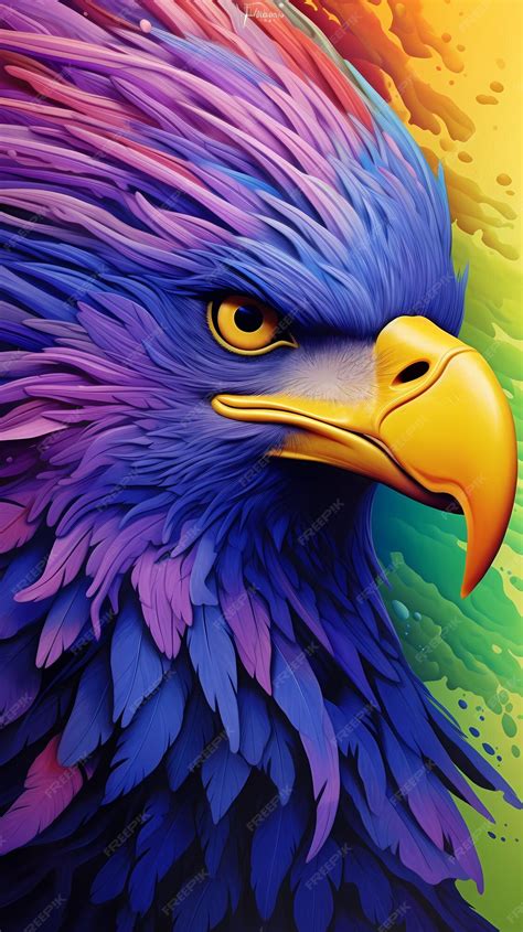Premium Photo Colorful American Eagle On Colorful Splash Generative Ai