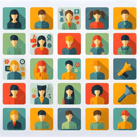 Colorful Flat Design Person Icons Premium Ai Generated Vector