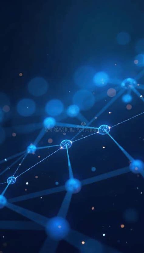 Abstract Blue Network Nodes And Lines Glowing Effect Blue Background Cyber Network Stock