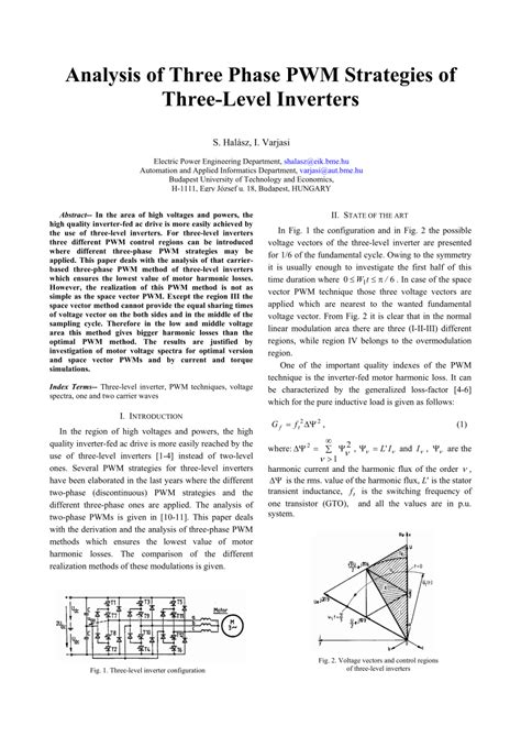 pdf analysis of three phase pwm strategies of three level inverters
