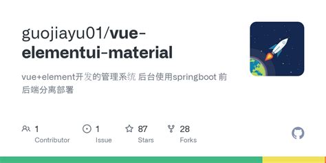 Github Guojiayu Vue Elementui Material Vue Element Springboot