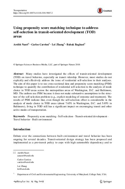 pdf using propensity score matching technique to address self
