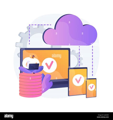 SaaS technology abstract concept vector illustration. Software as a service, cloud computing ...