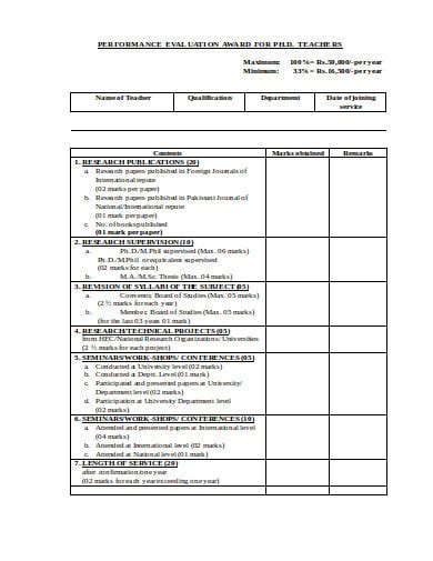 Teacher Performance Evaluation