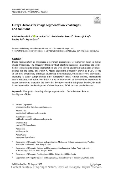 fuzzy c means for image segmentation challenges and solutions