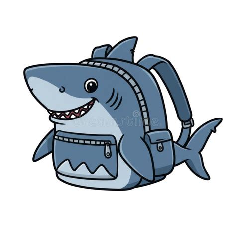 Cute Cartoon Shark Backpack Illustration Stock Illustrations 7 Cute