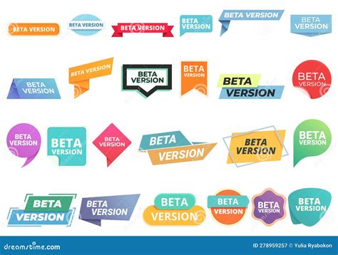 Beta Version Icons Set Cartoon Vector Build Bug Stock Vector