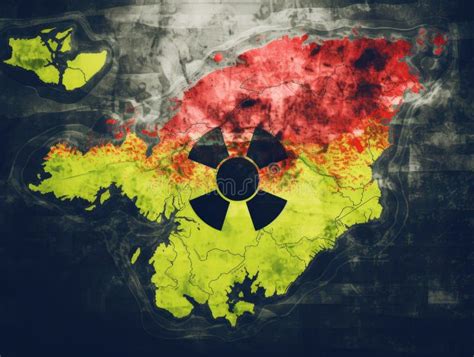 Nuclear Radioactive Sign On Land And Sea On Map Stock Image Image Of
