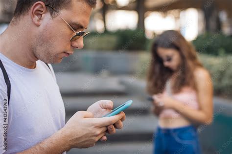 Alienation Addiction Group Of Friends Using Smartphones Together Young People Addiction To New