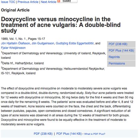 Pdf Doxycycline Versus Minocycline In The Treatment Of Acne Vulgaris