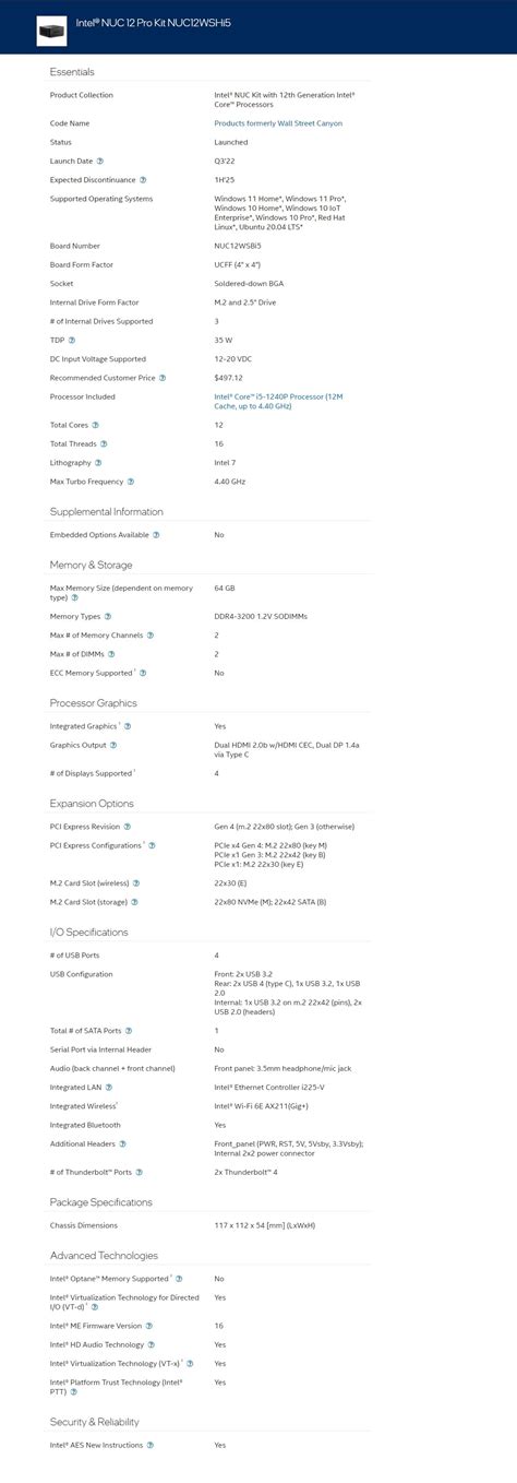 Intel Nuc Wshi Nuc Pro Kit I Gen Barebone