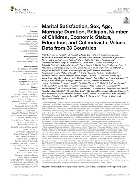 Pdf Marital Satisfaction Sex Age Marriage Duration Religion