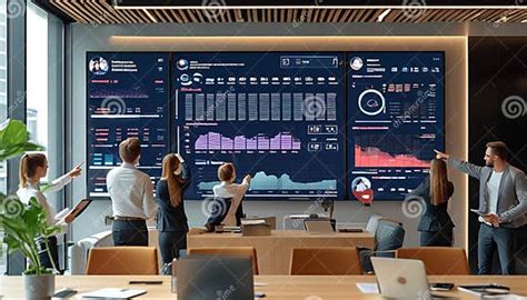 Marketers Collaborating In A Modern Office With Social Media Analytics Stock Illustration