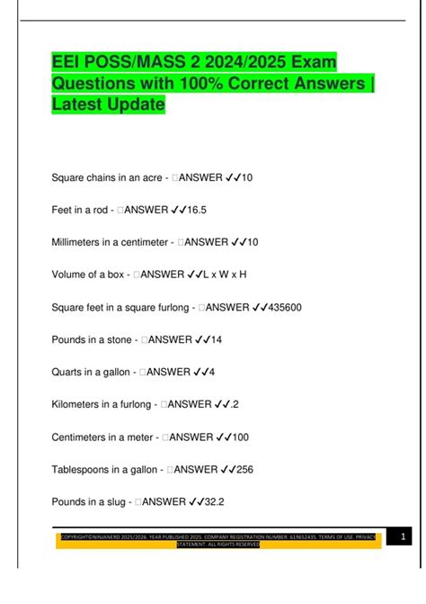 Eei Poss Mass 2 2024 2025 Exam Questions With 100 Correct Answers Latest Update Poss Eei