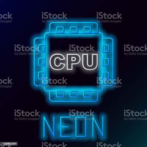 검은 배경에 격리 된 마이크로 회로 Cpu 아이콘빛나는 네온 라인 컴퓨터 프로세서 회로 기판칩 또는 Cpu 마이크로 프로세서 다채로운 개요 개념 벡터 0명에 대한 스톡 벡터