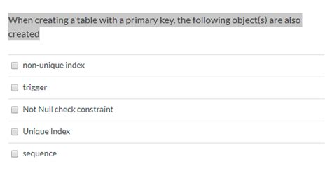 Solved When Creating A Table With A Primary Key The Chegg