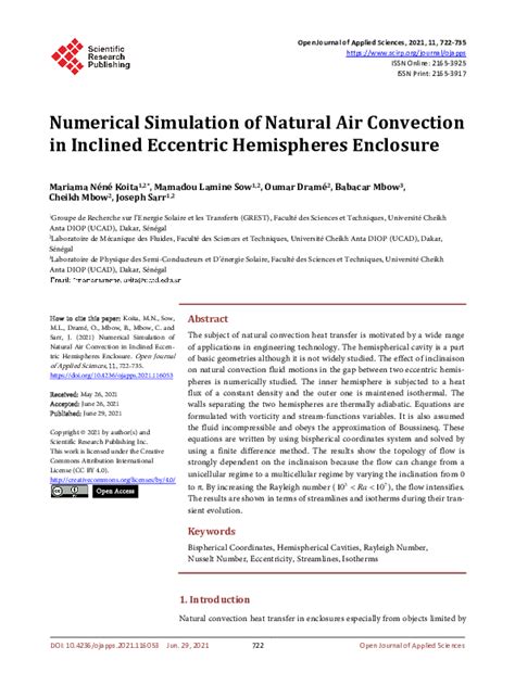 Pdf Numerical Simulation Of Natural Air Convection In Inclined