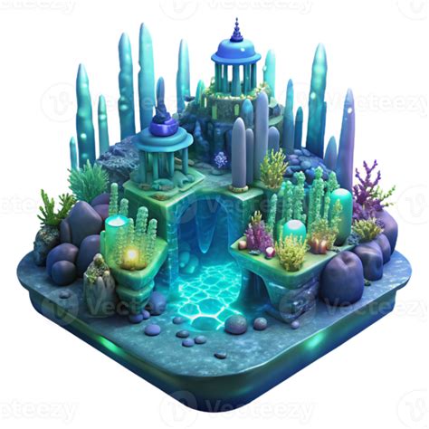 Stunning Abstract Submerged Underwater City Bioluminescent Coral
