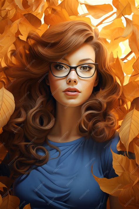 Premium Ai Image Woman Between Autumn Leaves Photorealistic Ai