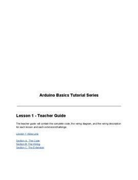 Arduino Basics Lesson 01 Teacher Guide By Code With Conner TPT