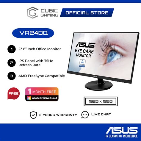 Asus Va Dq Eye Care Monitor W Full Hd Amd Freesync X Hz Ips Panel Ms Gtg