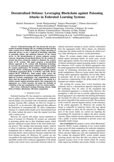 Pdf Decentralized Defense Leveraging Blockchain Against Poisoning