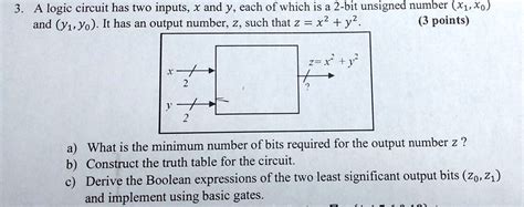 3 A Logic Circuit Has Two Inputs X And Y Each Of Which Is A 2 Bit