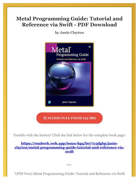 Pdf Free Metal Programming Guide Tutorial And Reference Via Swift By