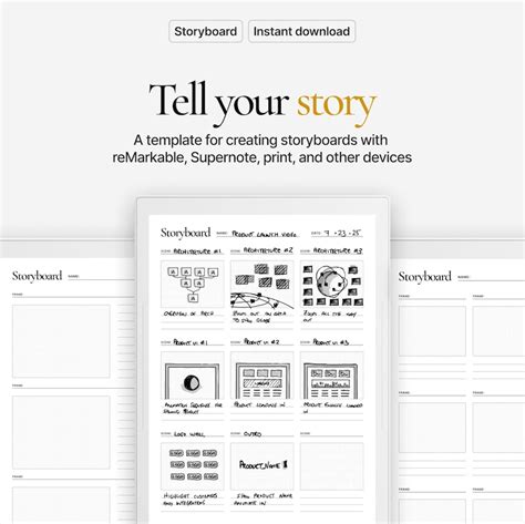 Storyboard Template For Remarkable And Supernote 3 Layout Options Pdf