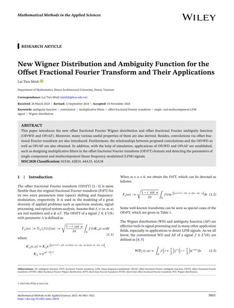 New Wigner Distribution And Ambiguity Function For The Offset
